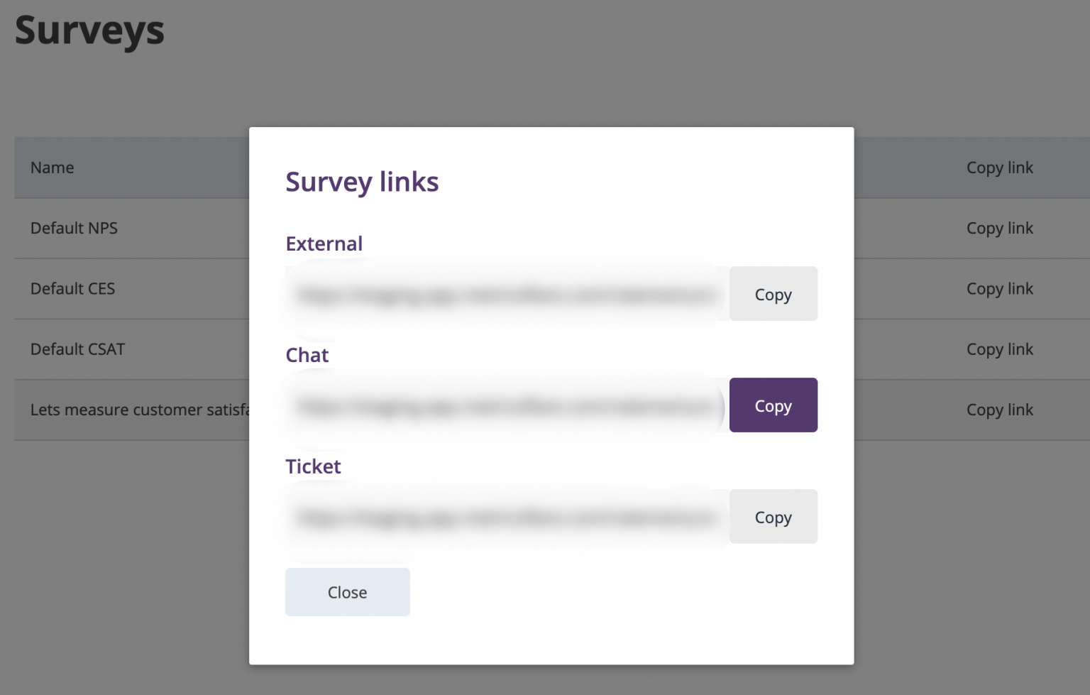 Generate Survey Links - MetricsFlare NPS, CES & CSAT Surveys : MetricsFlare