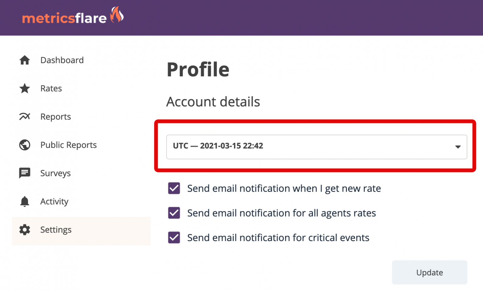 Setting A Custom Timezone Metricsflare Nps Ces And Csat Surveys Metricsflare
